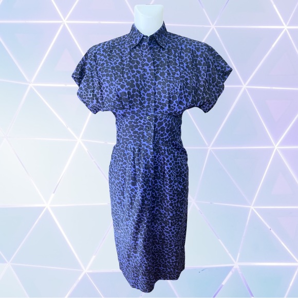 Kenar | Dresses | Vtg 8s90s Purple Black Cheetah Print Rockabilly Linen ...